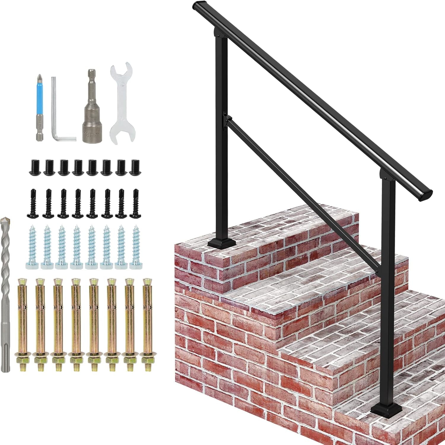 Hand Rails for Outdoor Steps - 4 Step Handrail Stair Railing Indoor ...