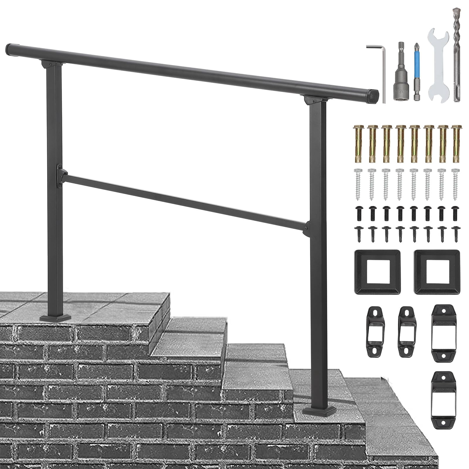 Hand Rails for Outdoor Steps,4 Step Porch Railing Wrought Iron Railing ...