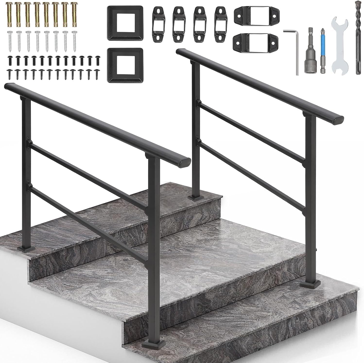 Hand Rails for Outdoor Steps,4 Step Stair Handrail & Indoor Stair ...