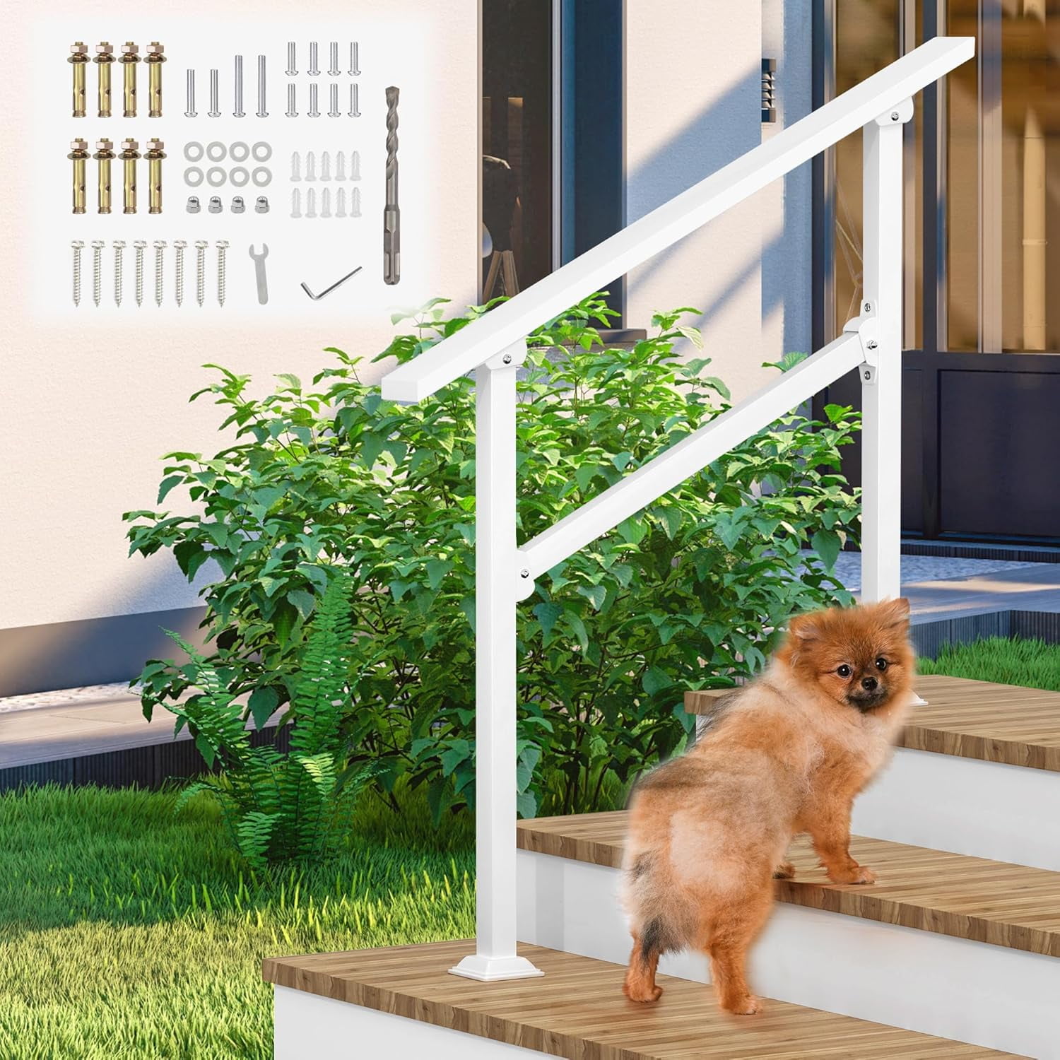 Hand Rails for Outdoor Steps, Adjustable 3 Step Handrail, Indoor Stair ...