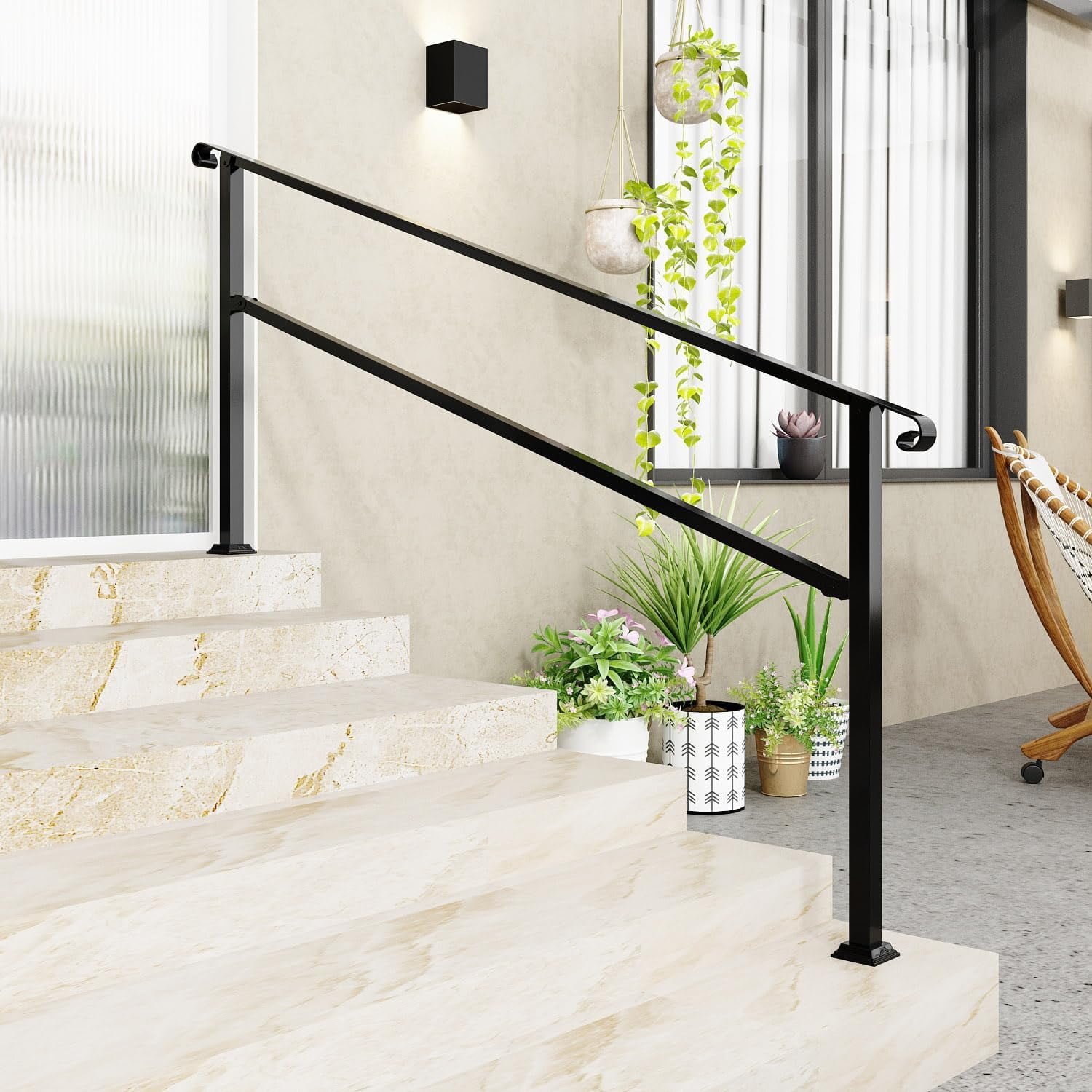 Hand Rails for Outdoor Steps, Deck Porch Railing Kit, 6 Step Stair ...