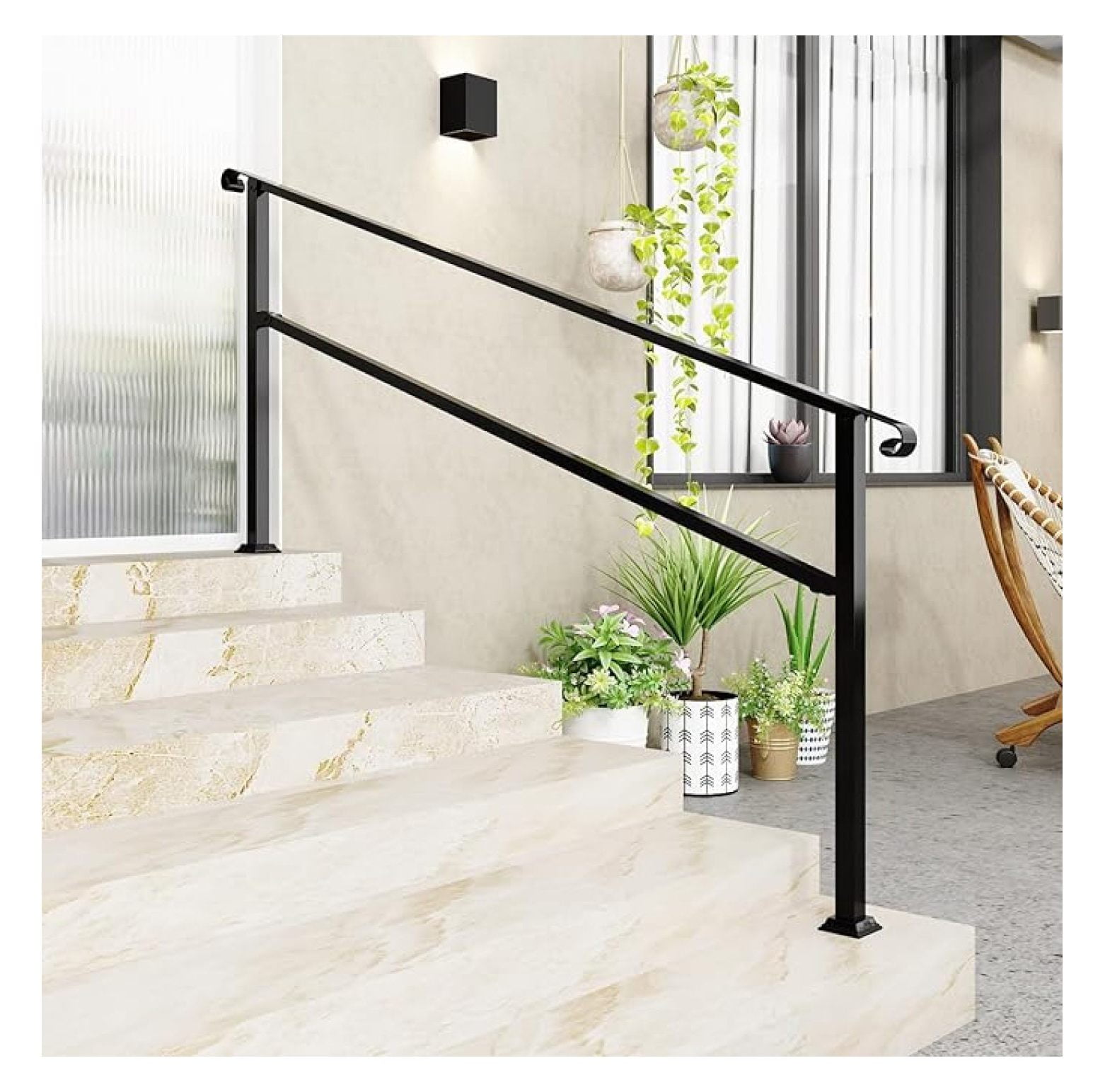 Hand Rails for Outdoor Steps, Deck Porch Railing Kit, 6 Step Stair ...