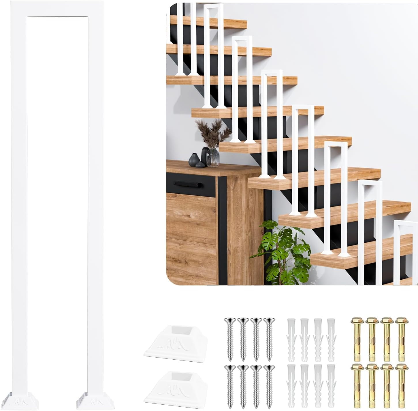 Hand Rails for Outdoor Steps, Matte U Shaped Handrails with Cover ...