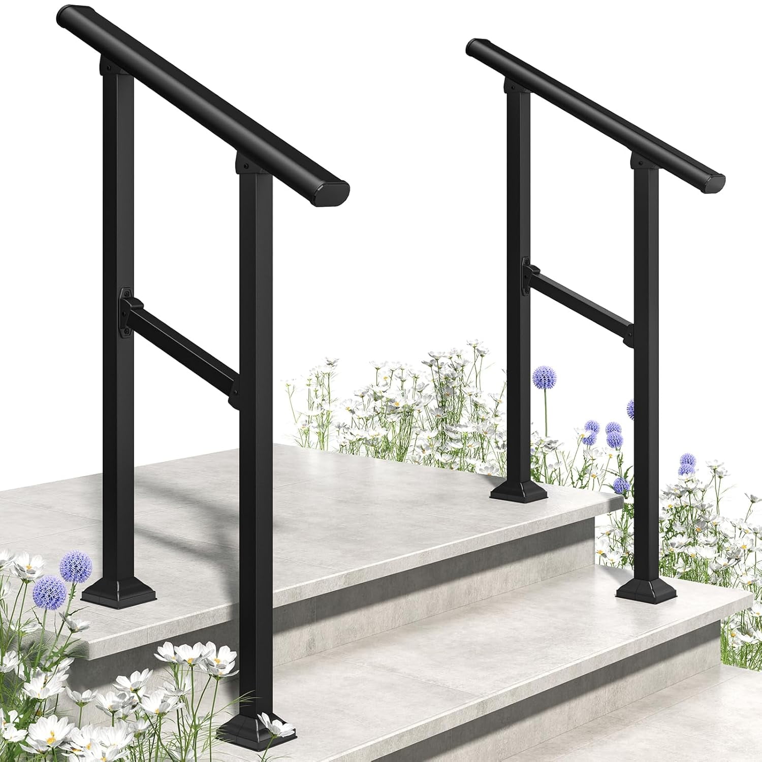 Hand Rails for Outdoor Steps, 2 Step Handrail 2 Pack, Outdoor Handrail ...