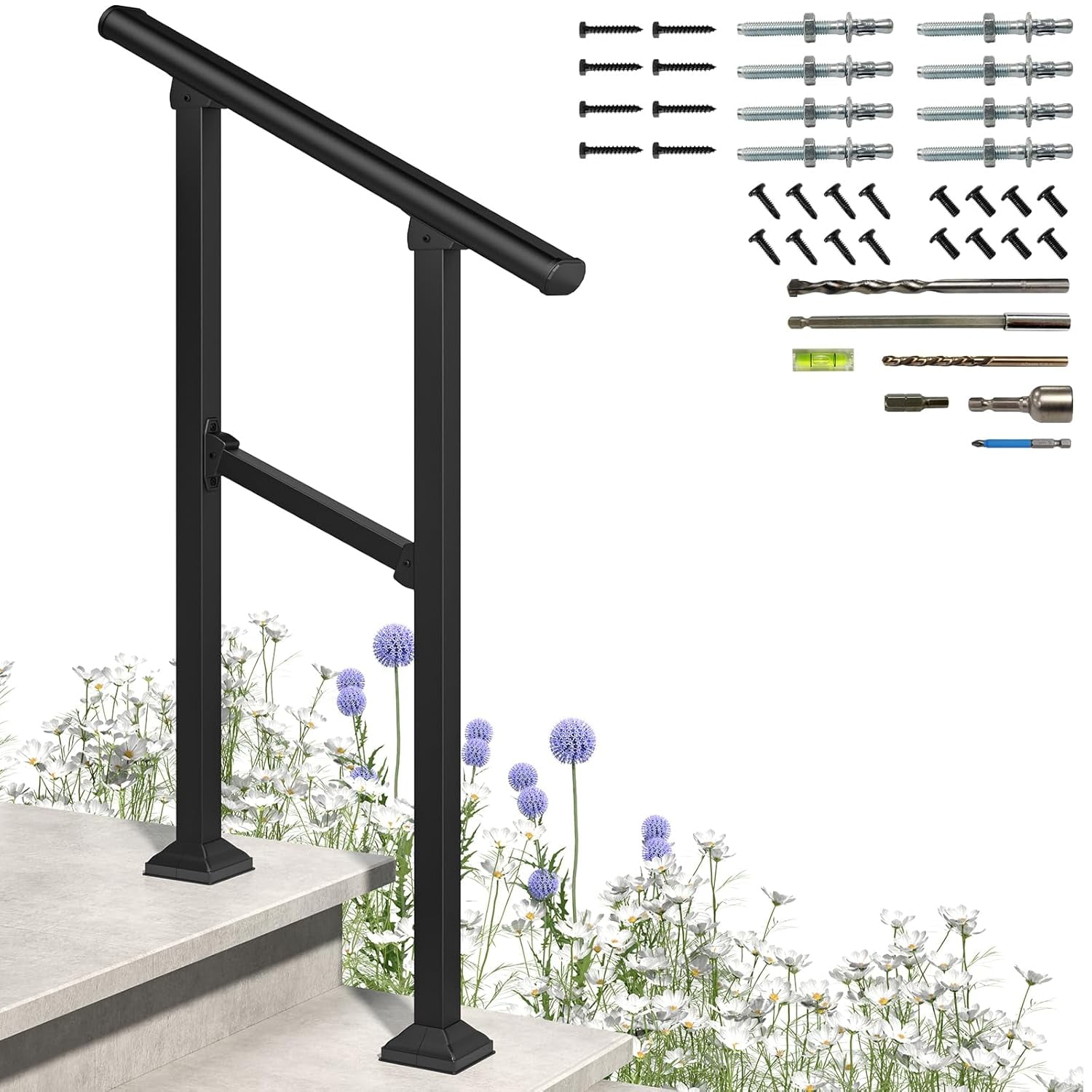Hand Rails for Outdoor Steps, 2 Step Handrail, Outdoor Handrail Stair ...