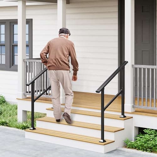Hand Rails for Outdoor Steps, 3 Step Handrail 2 Pack, Outdoor Handrail ...