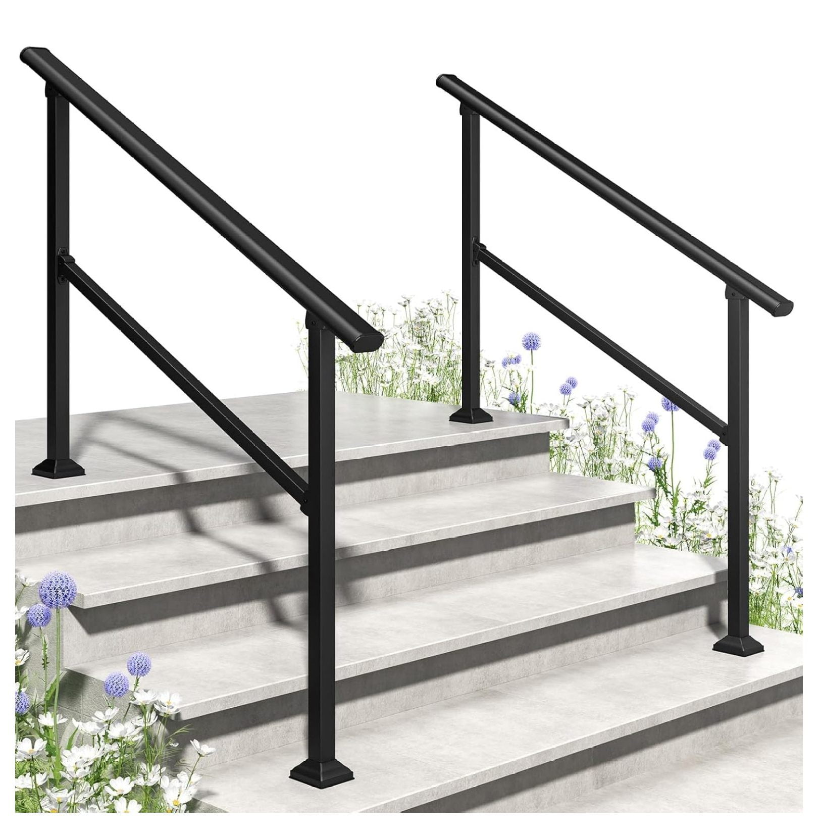 Hand Rails for Outdoor Steps, 4 Step Handrail 2 Pack, Outdoor Handrail ...