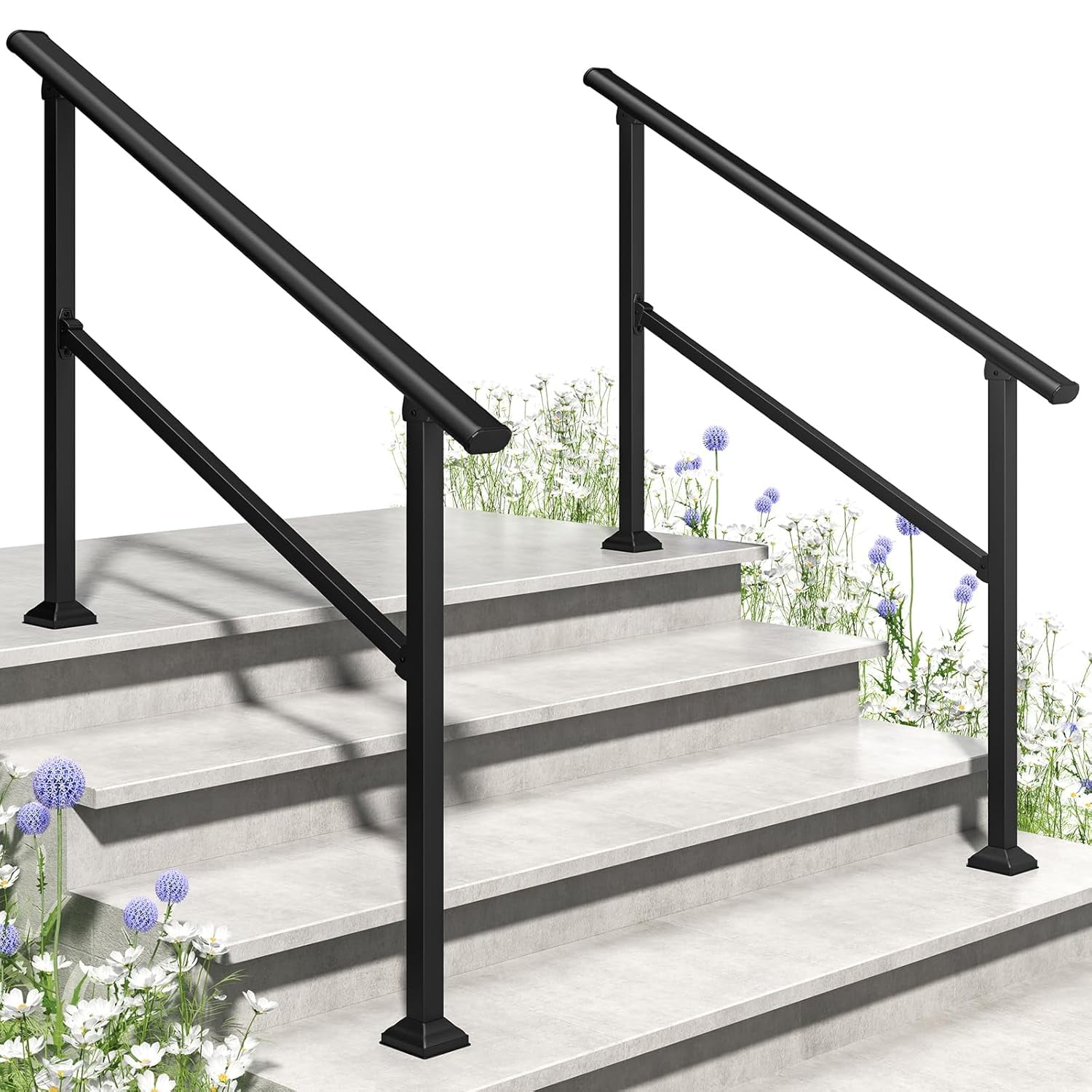 Hand Rails for Outdoor Steps, 4 Step Handrail 2 Pack, Outdoor Handrail ...