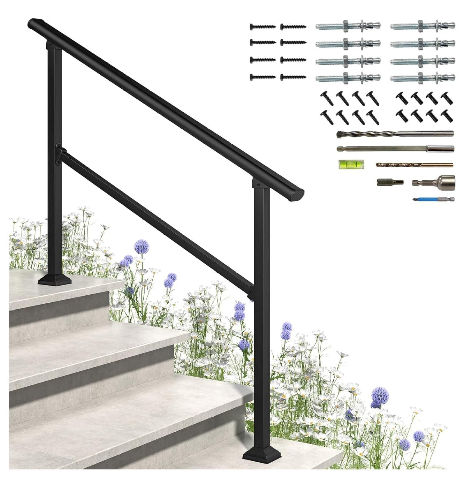 Hand Rails for Outdoor Steps, 4 Step Handrail, Outdoor Handrail Stair ...