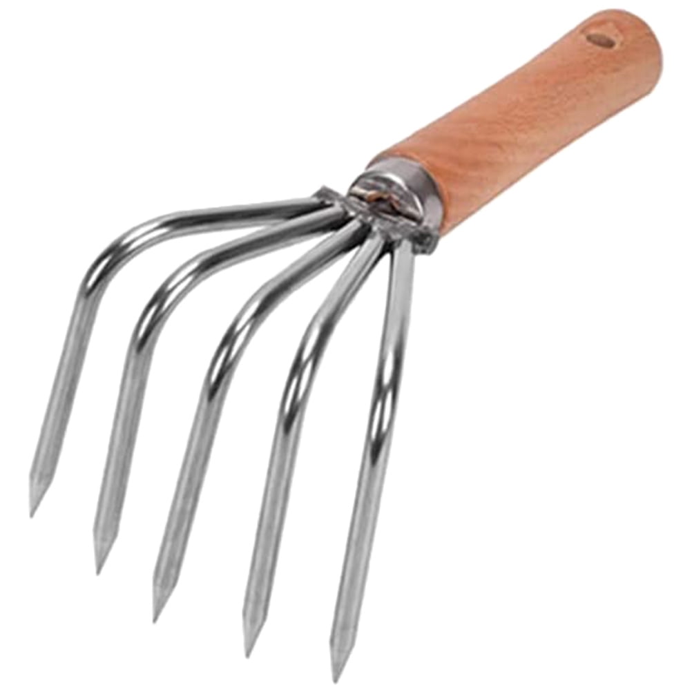 Hand Rake 5 Tine Claw Rake Wooden Handle Beach Shell Digging Rake Hand ...