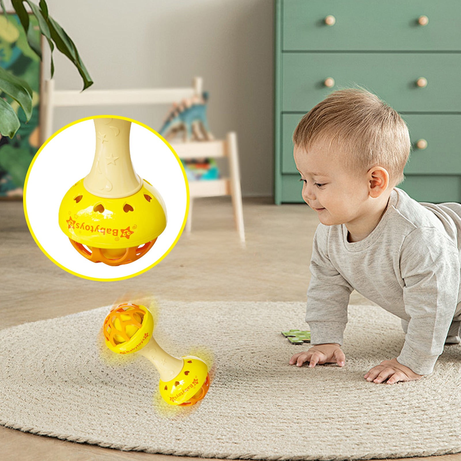 Hand Rattle Toy with Built-In Bell | Safe Eco-Friendly Material ...