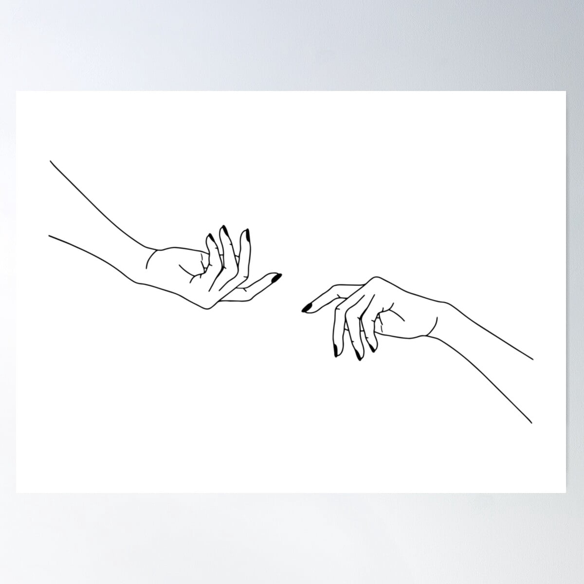 Hand Reaching Minimalist Drawing Poster Wall Art, Modern Wall Decor For ...