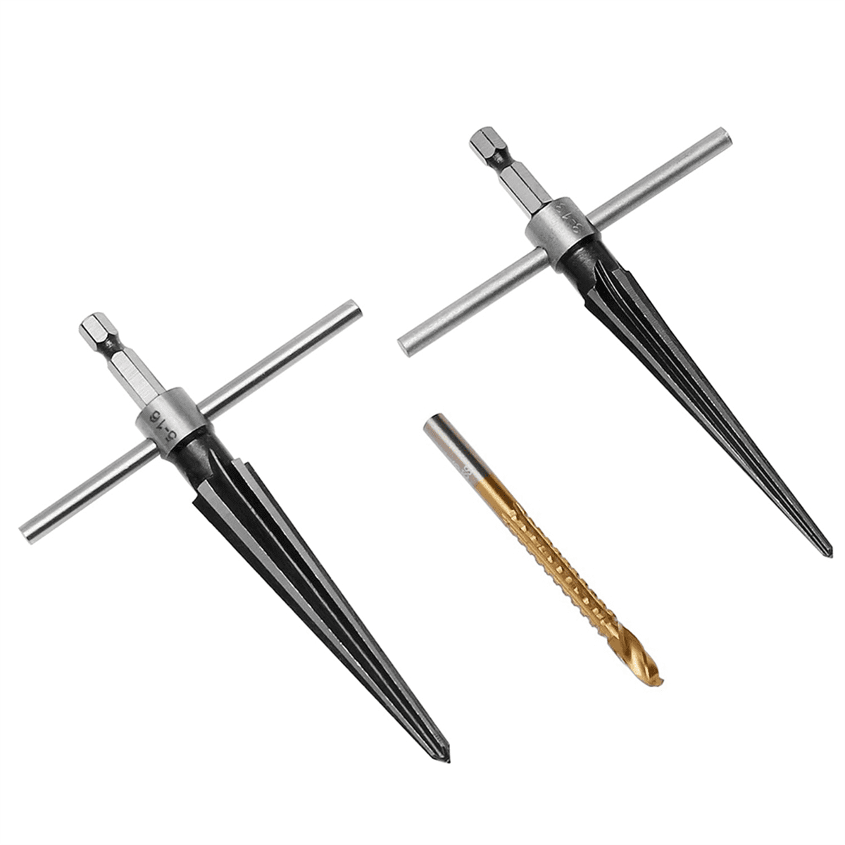 Hand Reamer Tool, Tapered Reamer Set, 3-13mm(1//2In) & 5-16mm(½In-5/8In ...