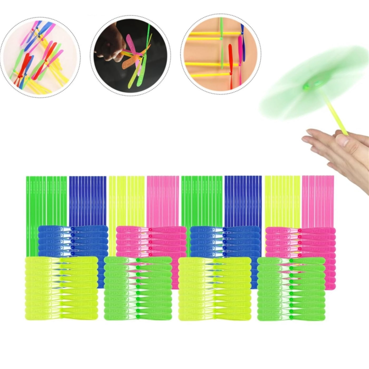 Hand-Rub Flying Helicopter Launcher Set,100-Piece Dragonfly Aero ...