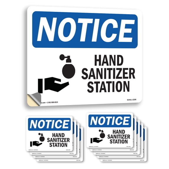 Hand Sanitizer Station With Symbol OSHA Notice Vinyl Decal Label 10 ...