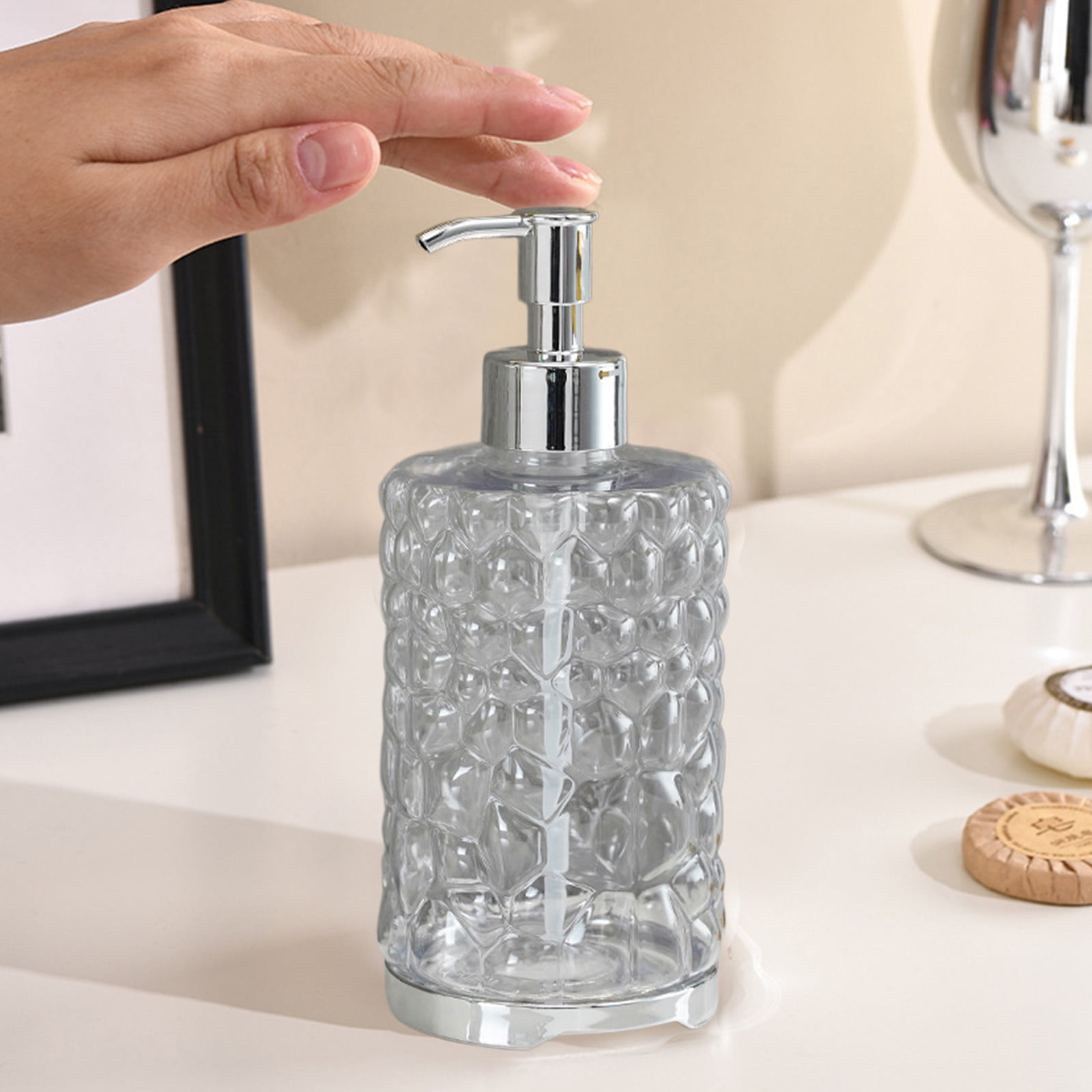 Hand Soap Dispenser - Clear Plastic Refillable Bottle, Hygienic Touch ...