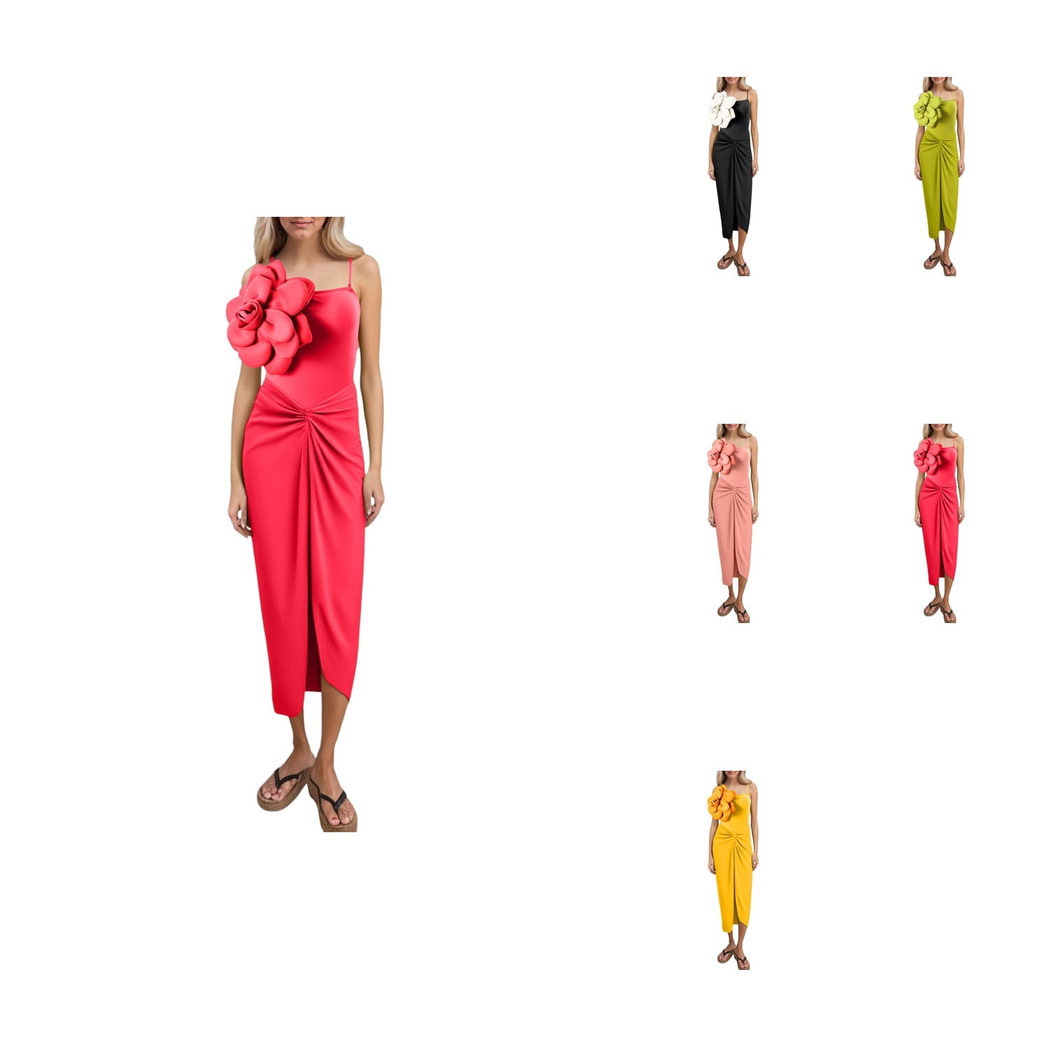 Hand-Stitched 3D Flowers Detachable Shoulder Strap One Piece Swimsuit ...