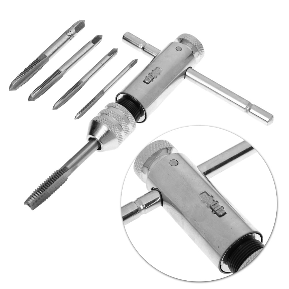 WORGEOUS T Handle Ratcheting Tap Wrench in Silver Steel for Fastening Use 3.4inch - Walmart.com