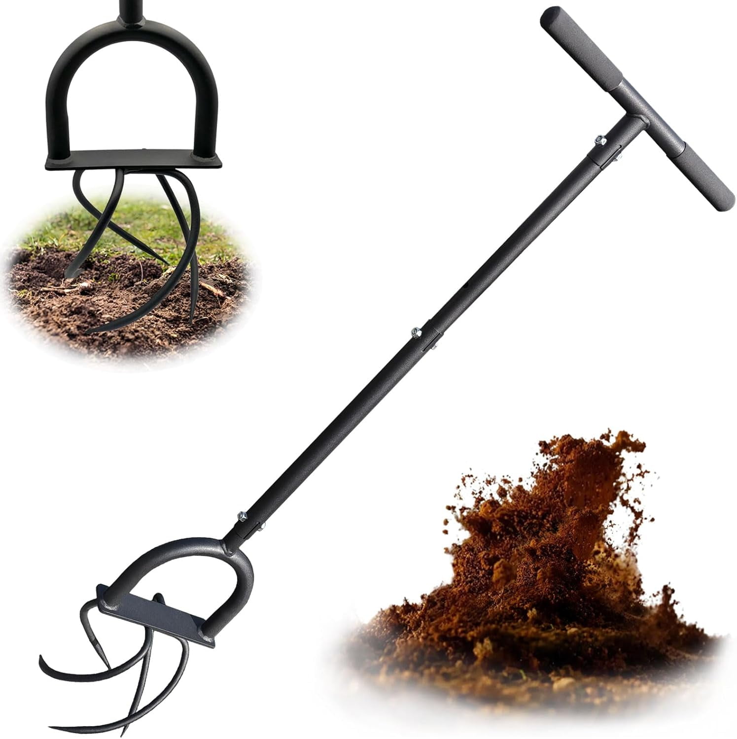 Hand Tiller Garden Claw, 4-Tine Twist Tiller Cultivator for Soil ...