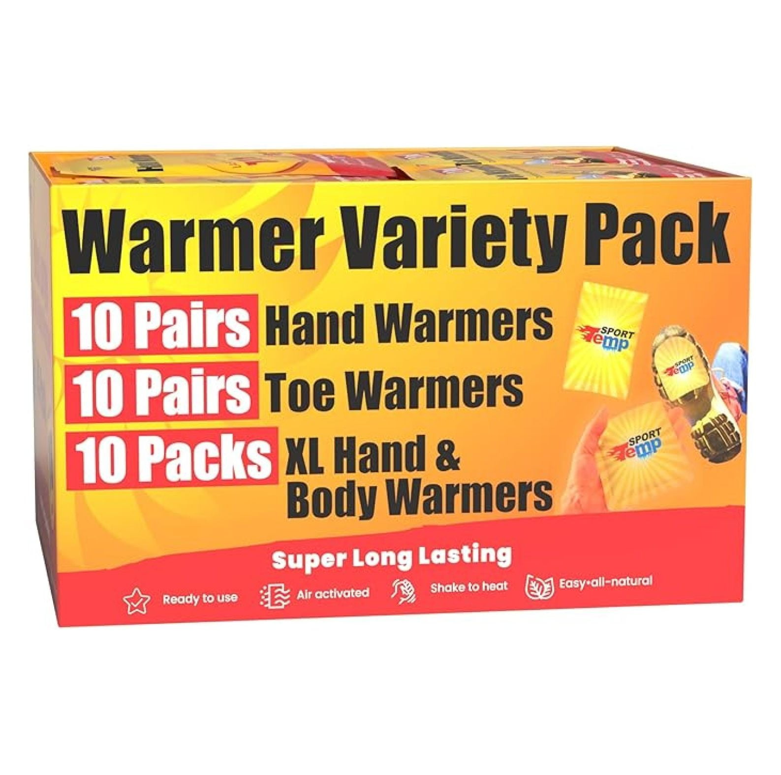 Hand, Toe, & XL Body and Hand Warmers - Variety Pack, 10 Pairs Hand ...