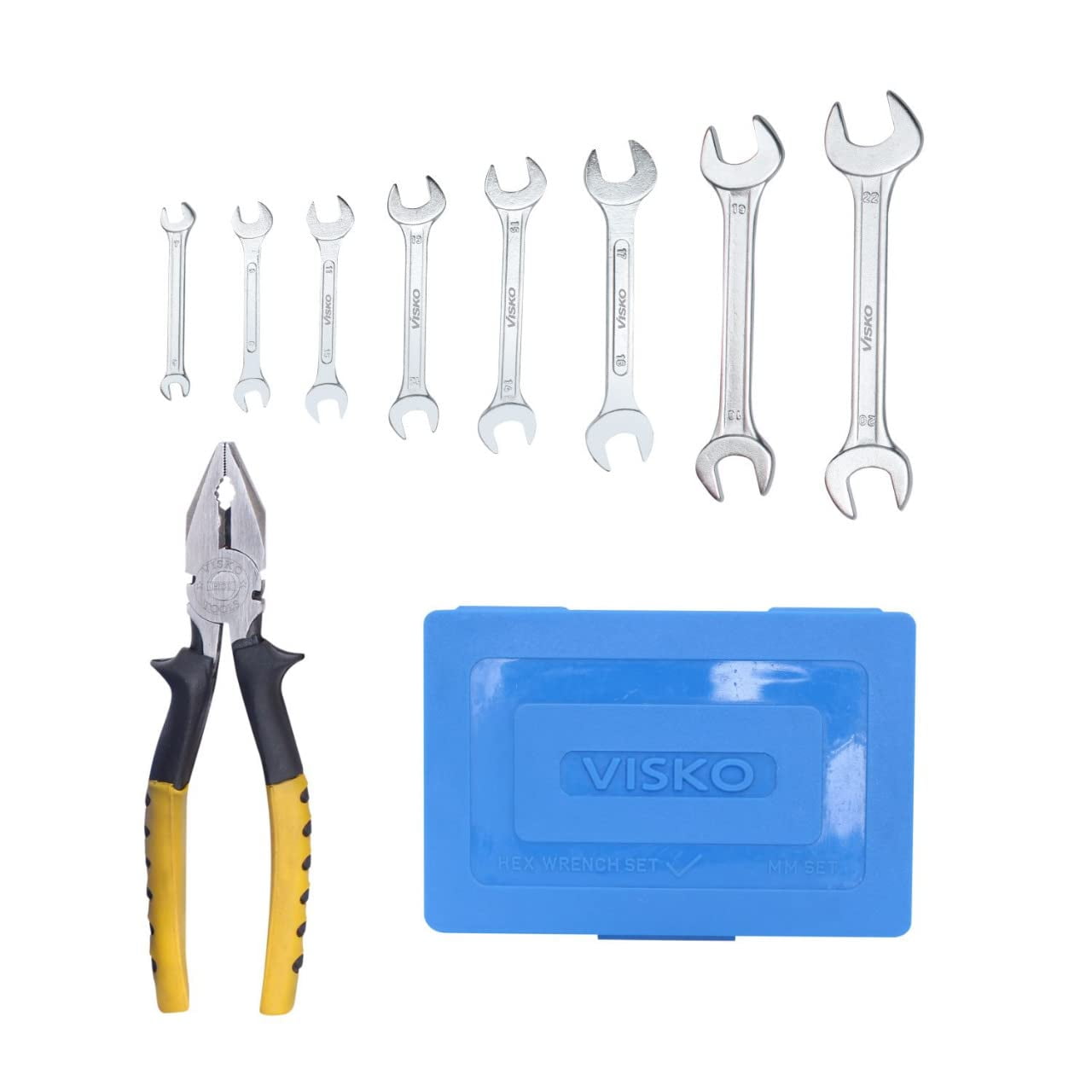 Hand Tool Kit - 18 Tools | Spanner Set, Plier Use | Carbon Steel, Home ...