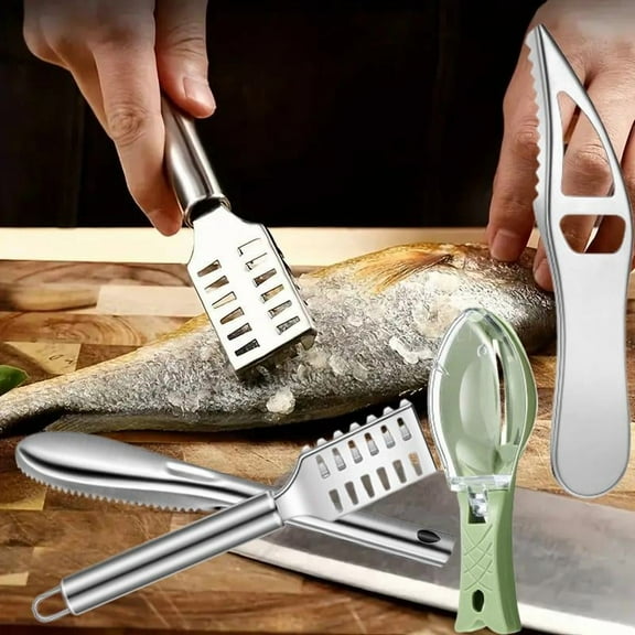 4 Pieces Stainless Steel Fish Scale Remover Cleaner Kitchen Scaler Fish ...