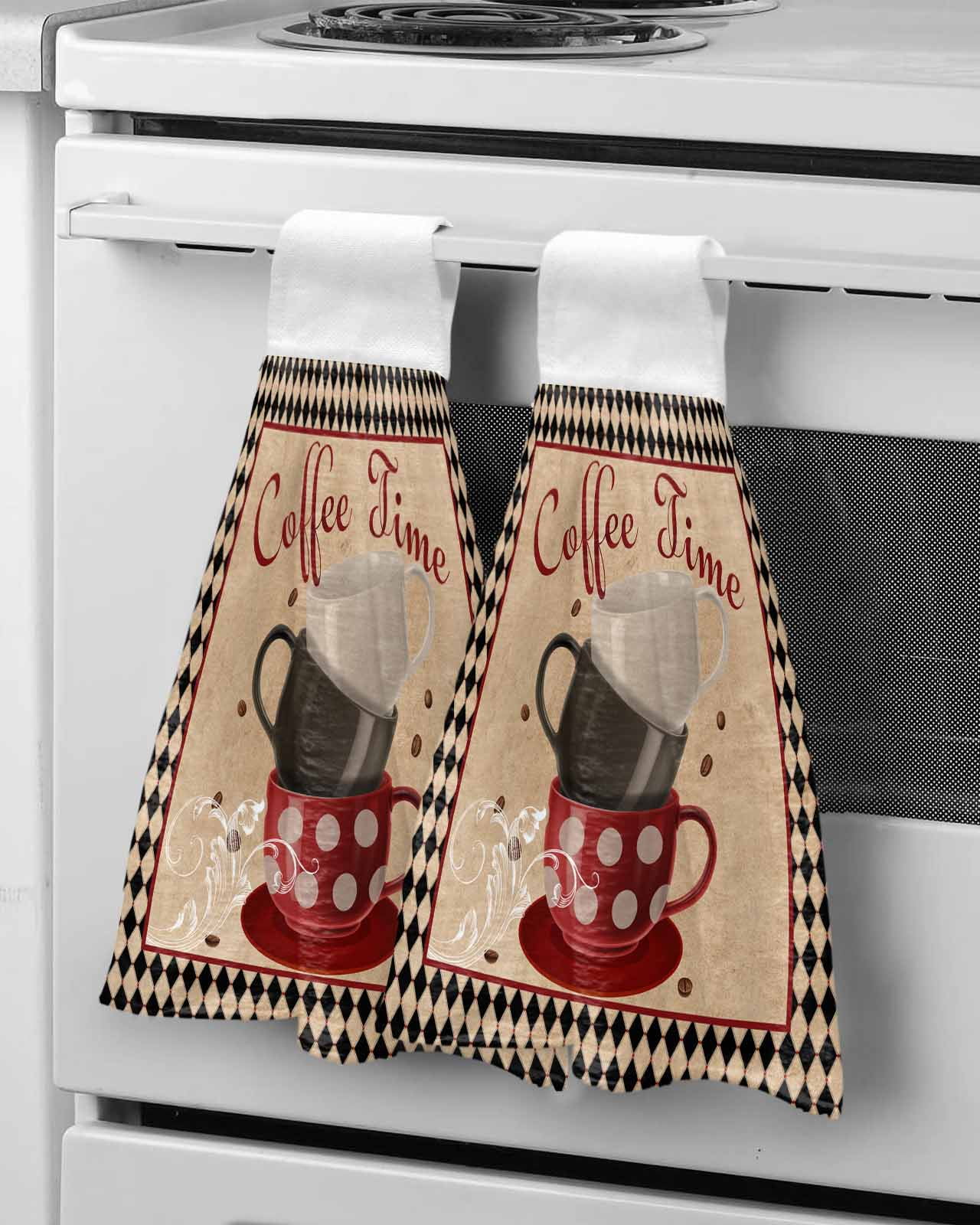 Hand Towel Coffee Coffee Beans Cup Hanging Cloth Quick Dry Absorbent ...
