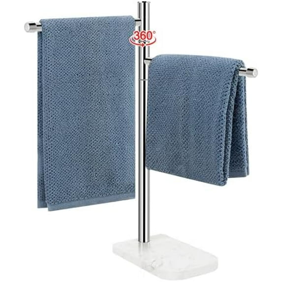 Hand Towel Holder, F-Shape Hand Towel Stand with Marble Base, Stainless ...