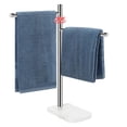 Hand Towel Holder F-shape Stand Chrome Finish 2 Arms Bathroom Kitchen ...