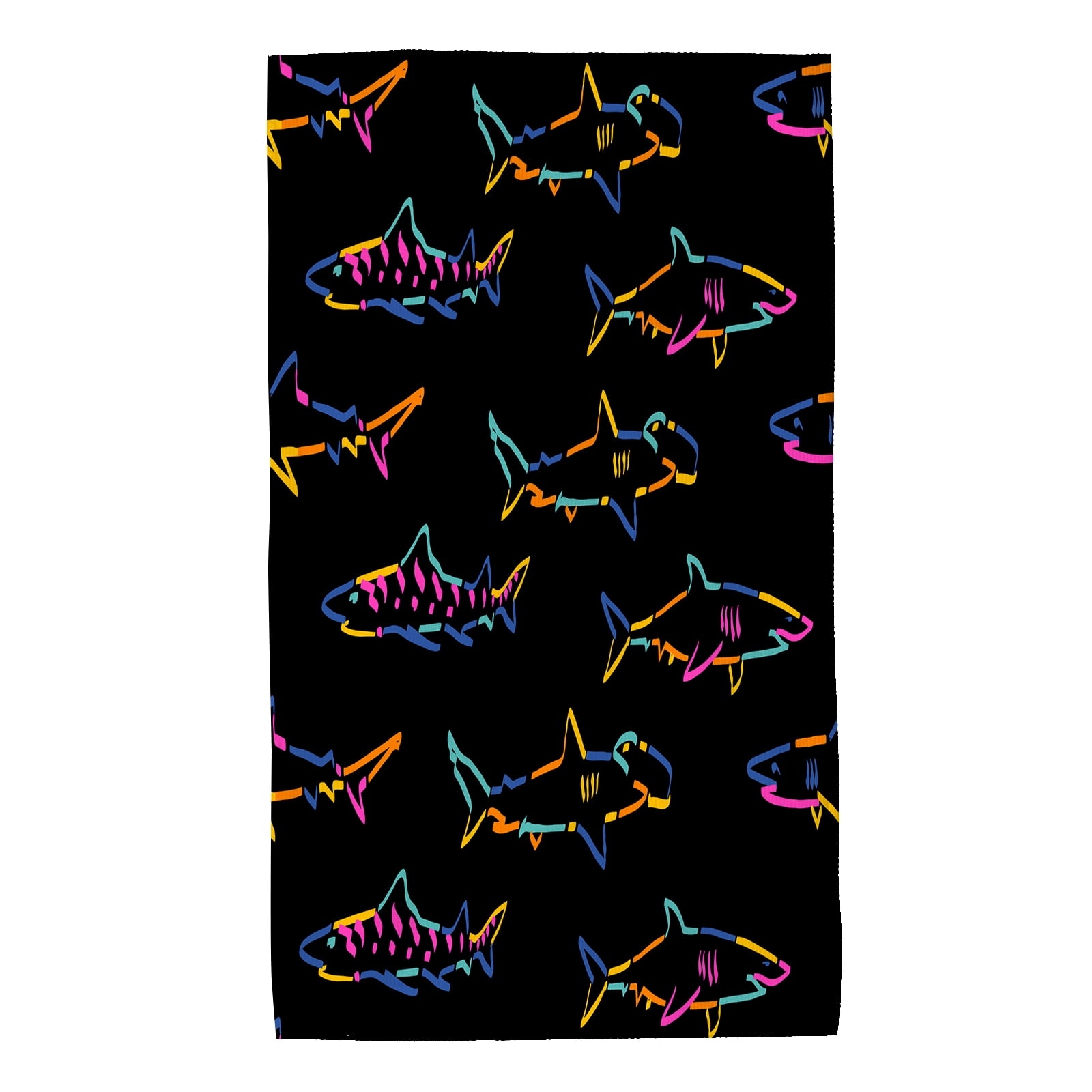 Hand Towel Neon Sharks for Bathroom Kitchen Absorbent Soft Home Face ...