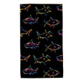 Hand Towel Neon Sharks for Bathroom Kitchen Absorbent Soft Home Face ...