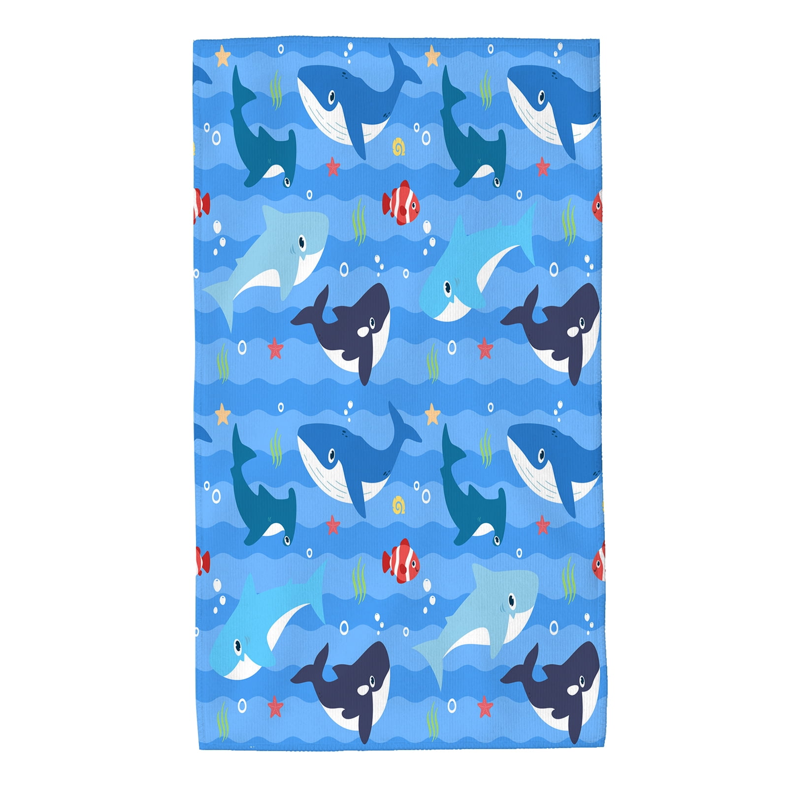 Hand Towel Playful Whale Shark And Ocean Fish for Bathroom Kitchen ...