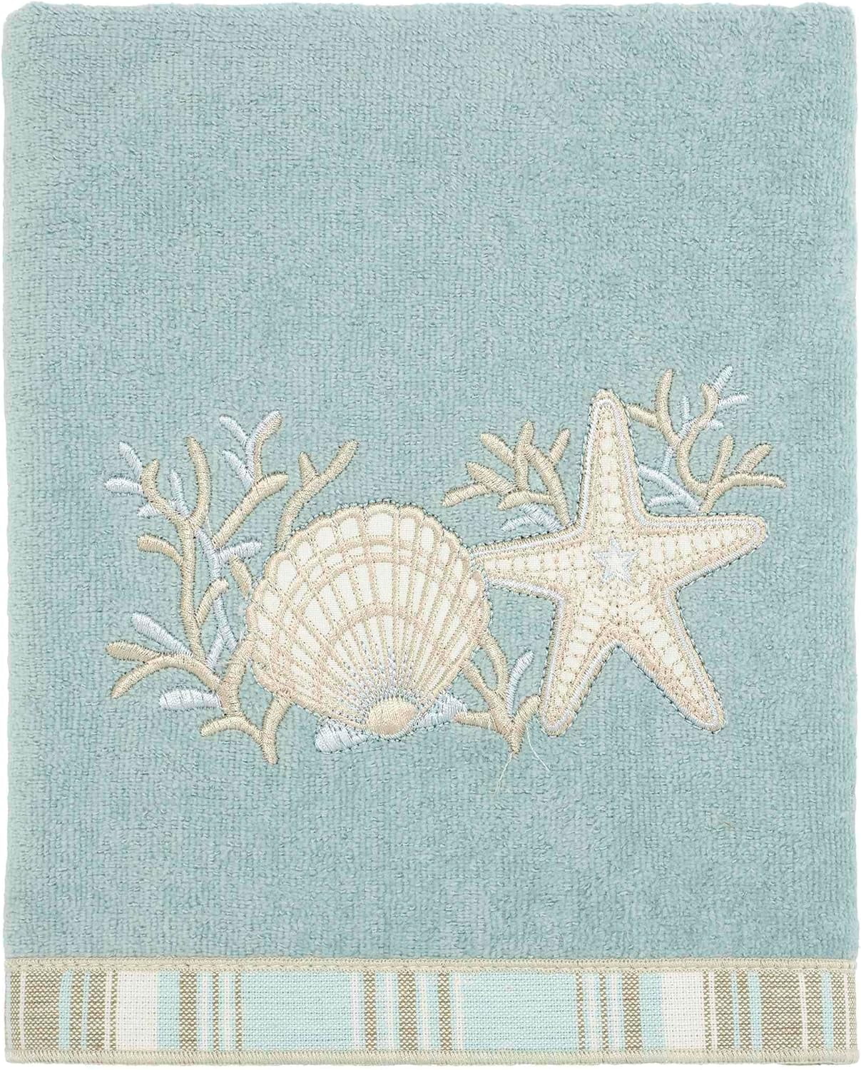 Hand Towel, Soft & Absorbent, Coastal Bathroom Essentials (Sand Shells ...