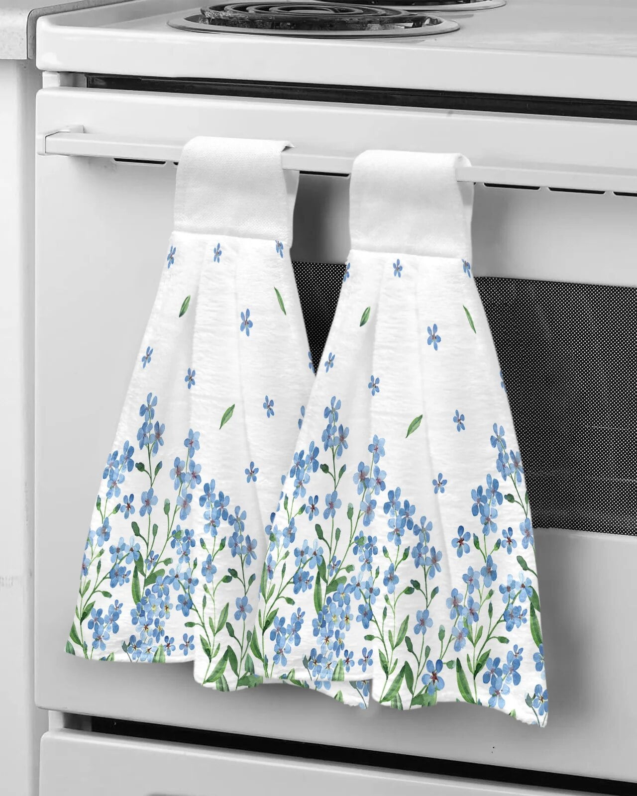 Hand Towel Spring Watercolor Blue Flowers for Bathroom Kitchen ...