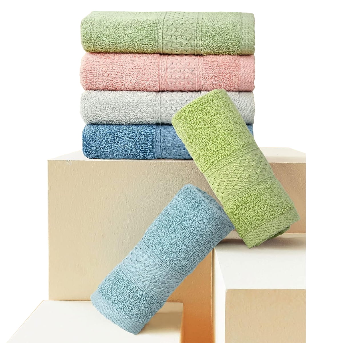 Hand Towels Set, 100% Cotton 6 Pack for Bath, Shower Towels Set, Soft ...