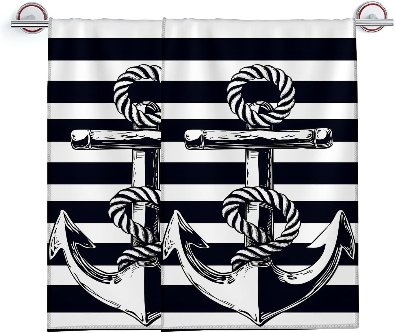 Hand Towels Set of 2 Nautical Anchor Themed Towels for Bathroom ...