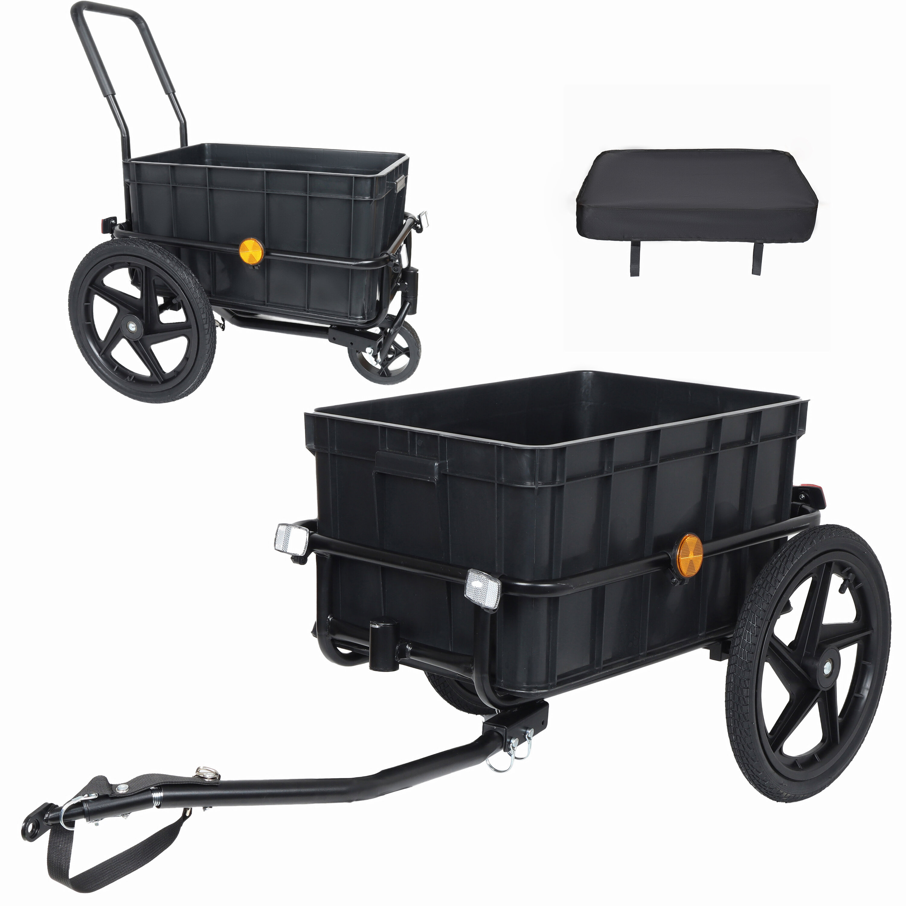 Hand Truck 2-in-1 Bike Cargo Trailer Pushcart, Bicycle Trailer with ...