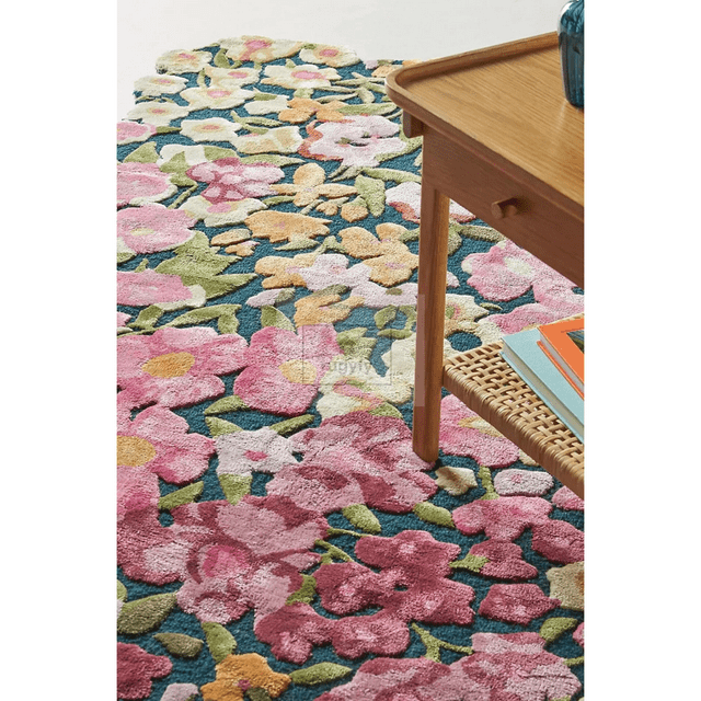 Hand-Tufted Floral Cassia Wool & Silk Rug | Colorful Botanical Design ...