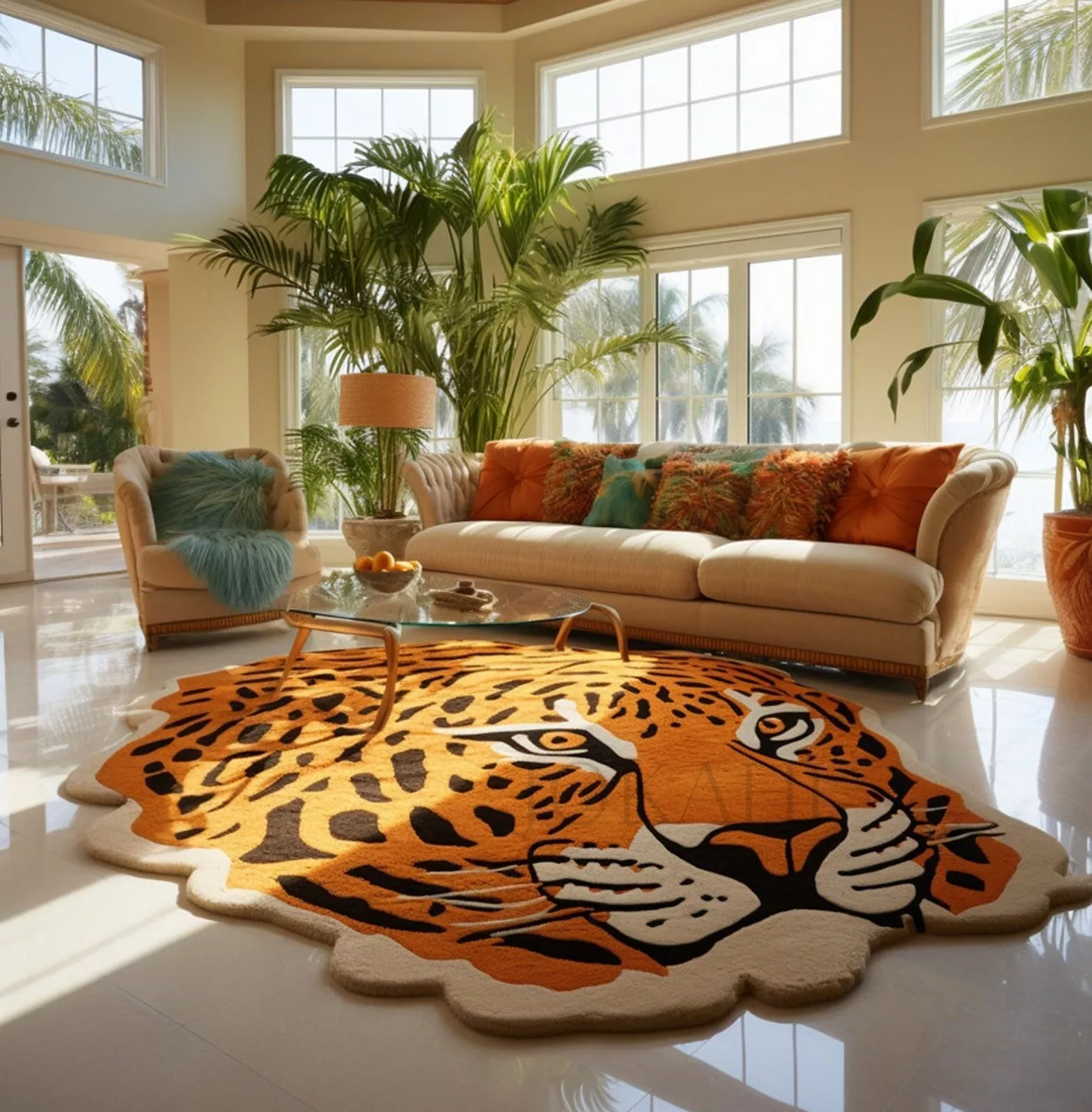 Hand-Tufted Tiger Face Rug – Customized Handmade Designer Rug for ...