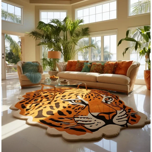 Hand-Tufted Tiger Face Rug – Customized Handmade Designer Rug for ...