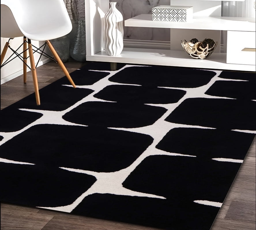 Avyay Rugs Hand-Tufted Wool Area Rug – Modern Geometric Design, Soft ...