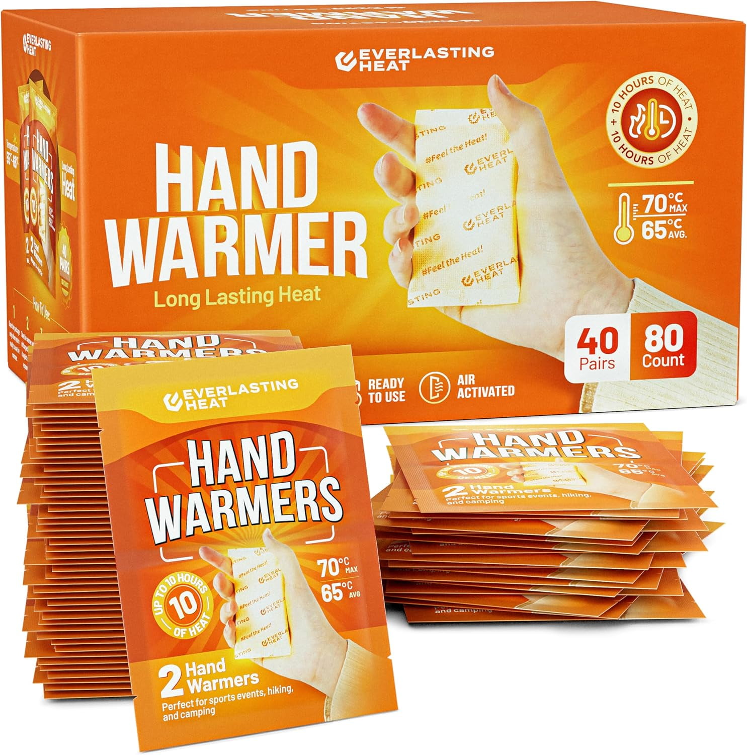 Hand Warmers 40 Pairs (80 Warmers) - Up to 10 Hours of Long Lasting ...