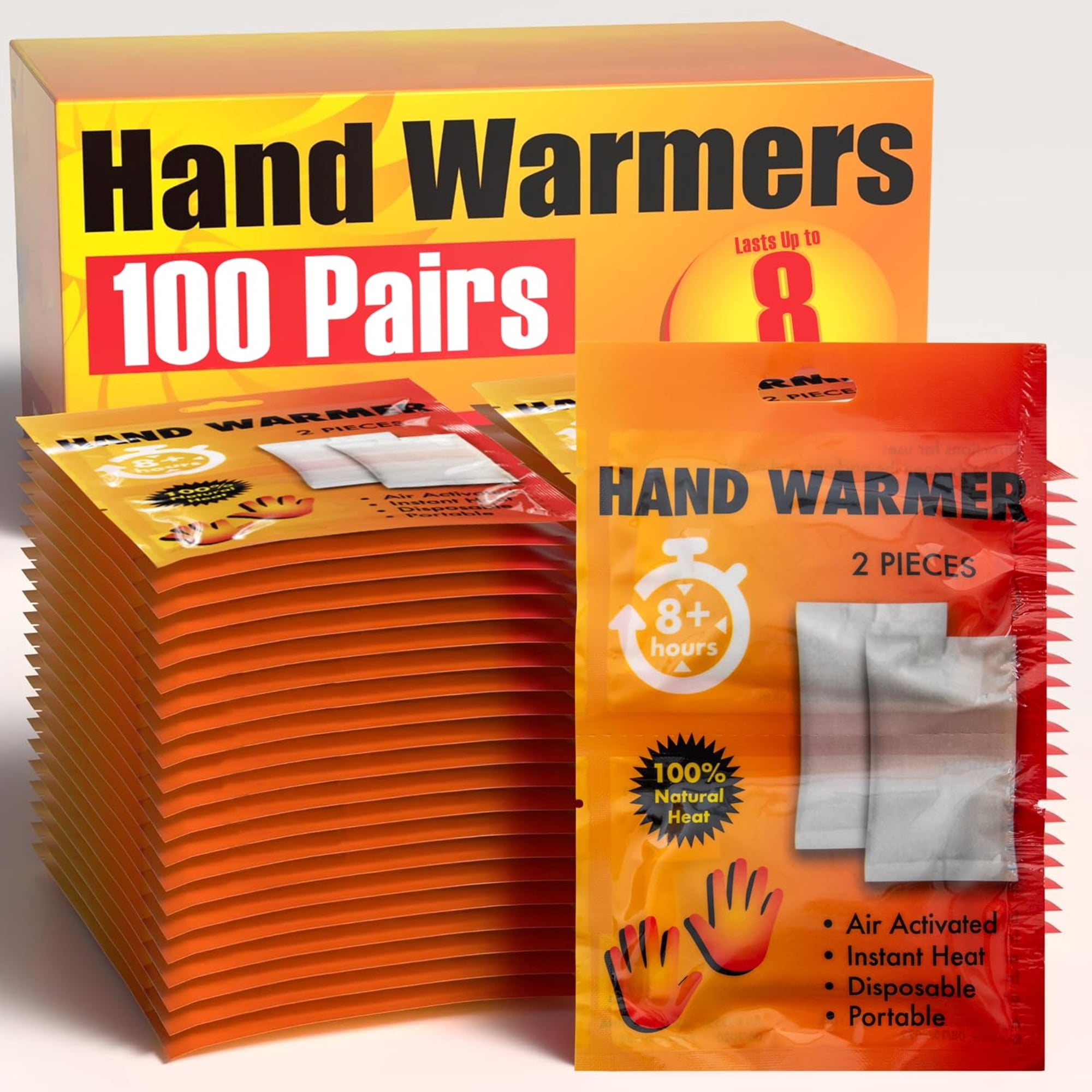100 Packs Hand Warmers for 8-10 Hours of Natural Heat Homeless Care ...