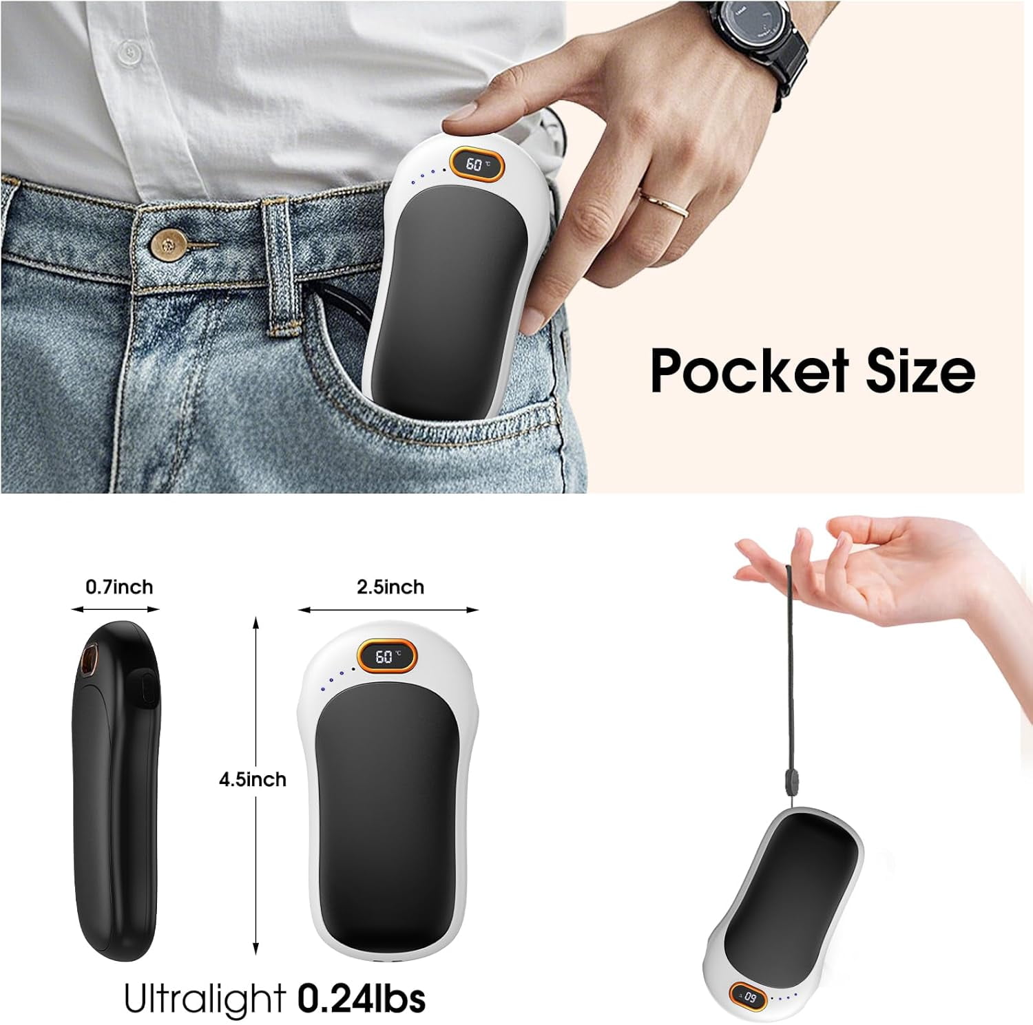 Hand Warmers Rechargeable,2 Pack Double Sided Heating Warmer That ...