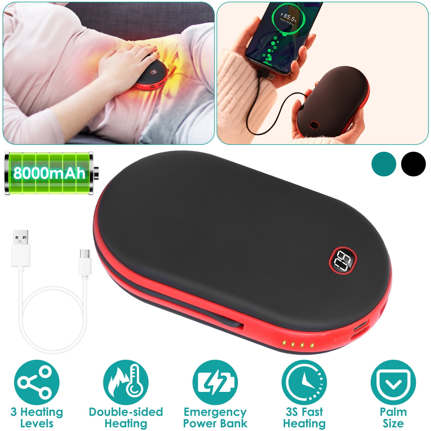 Hand Warmers, iMounTEK 8000mAh Hand Warmers Rechargeable with 3 Heating ...