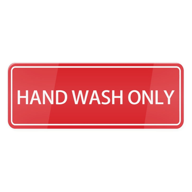Hand Wash Only Sign, 10 X 3 Inch Acrylic Plastic Sign With Symbols ...
