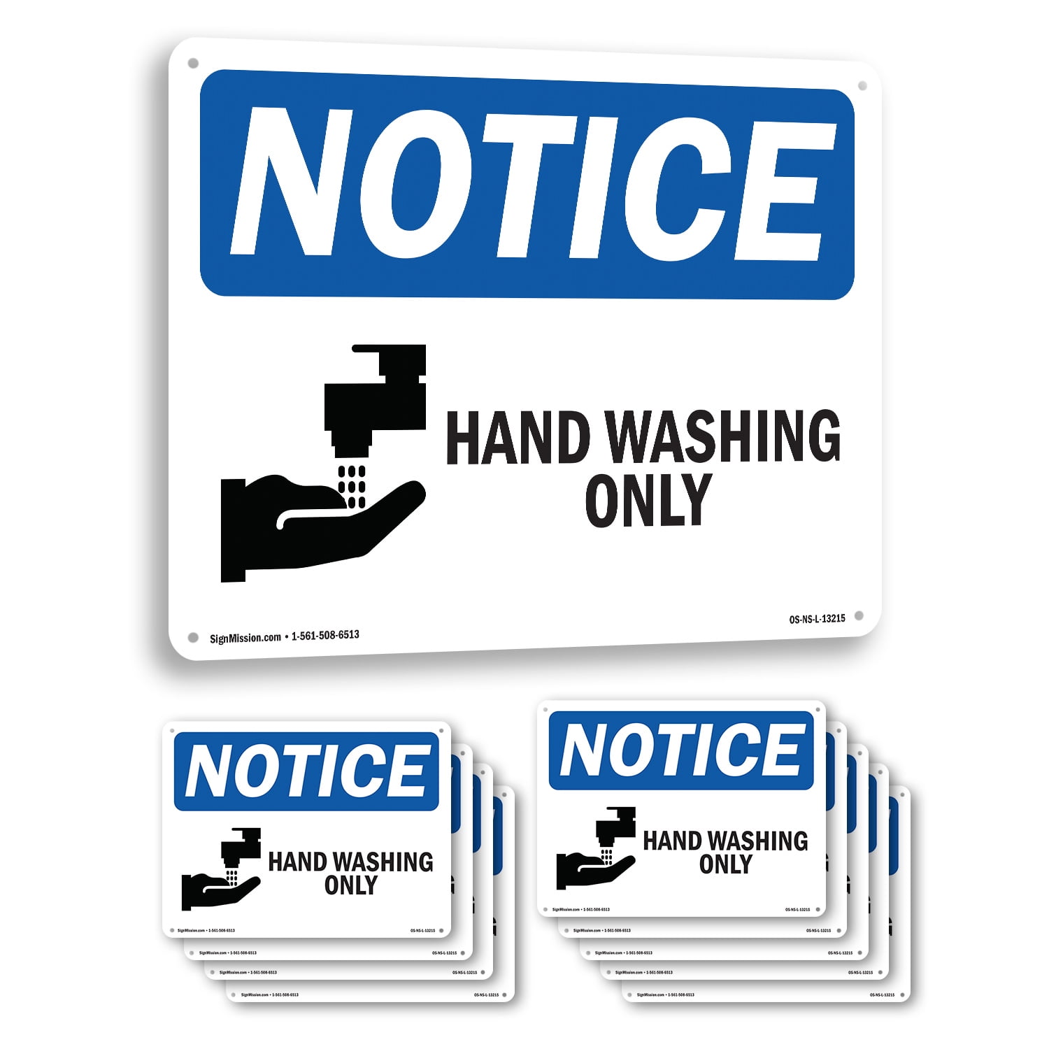 Hand Washing Only OSHA Notice Aluminum Sign 24 Inch x 18 Inch - 10 Pack ...