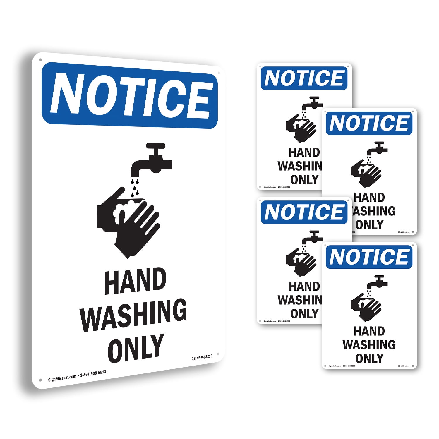 Hand Washing Only OSHA Notice Rigid Plastic Sign 10 Inch x 7 Inch - 5 ...