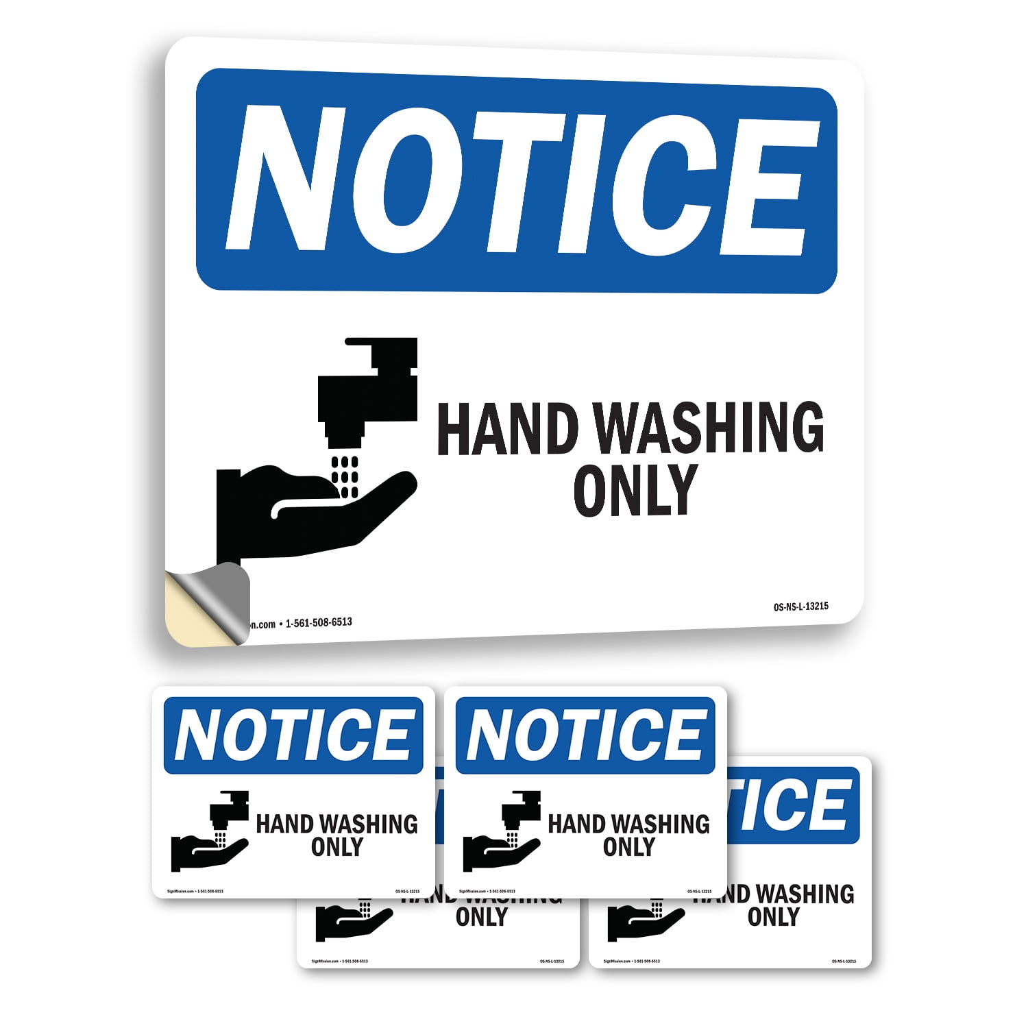 Hand Washing Only With Symbol OSHA Notice Vinyl Decal Label 10 Inch x 7 ...