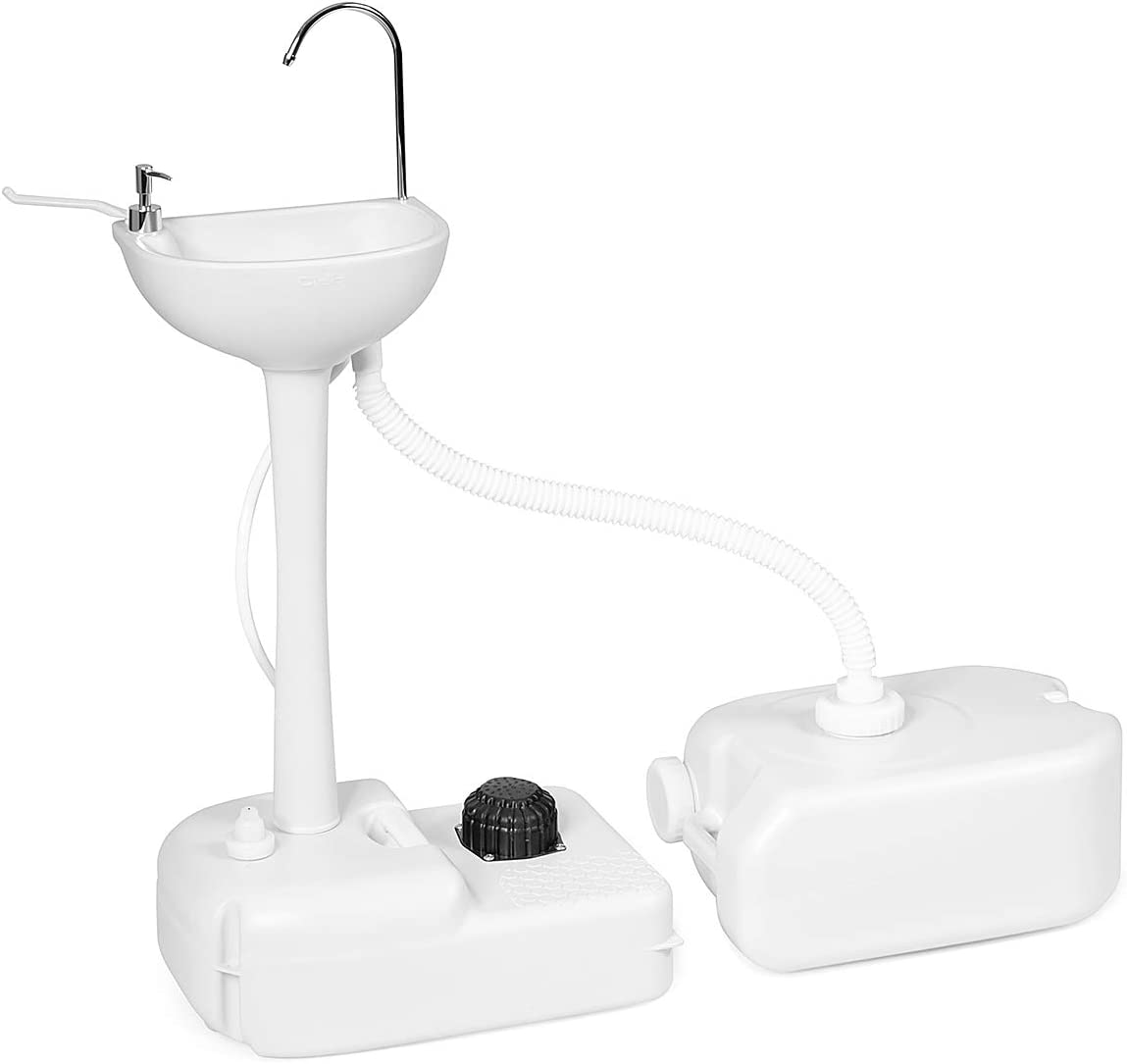 Hand Washing Station Portable Hand Sink W/ Wheels,4.5 Gal Fresh Water ...